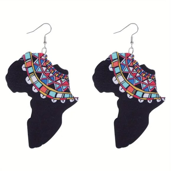 Jewelry | Shape Of Africa Wood Earrings Juneteenth Black History Month ...